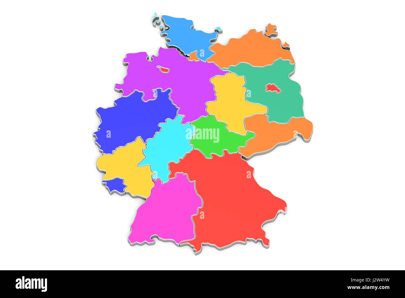 Colored map of Germany, 3D rendering isolated on white background Stock ...