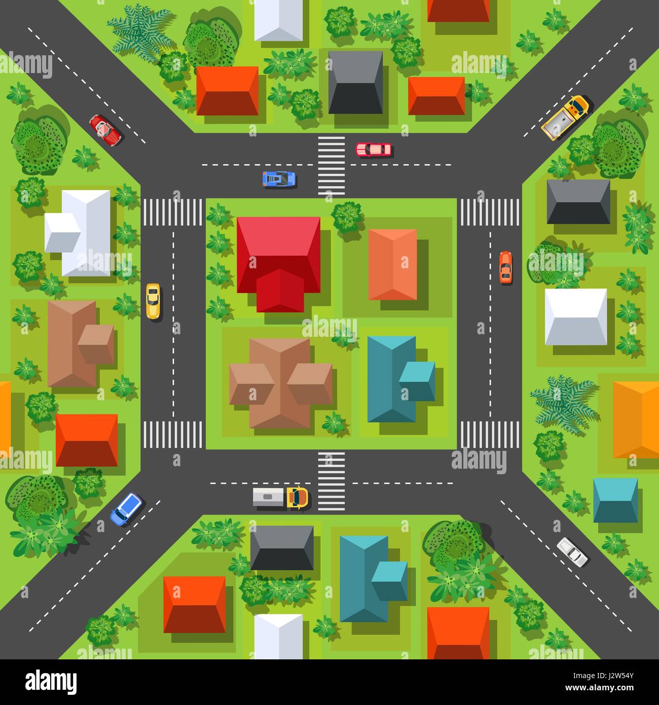 Aerial view modern urban district Stock Vector Images - Alamy