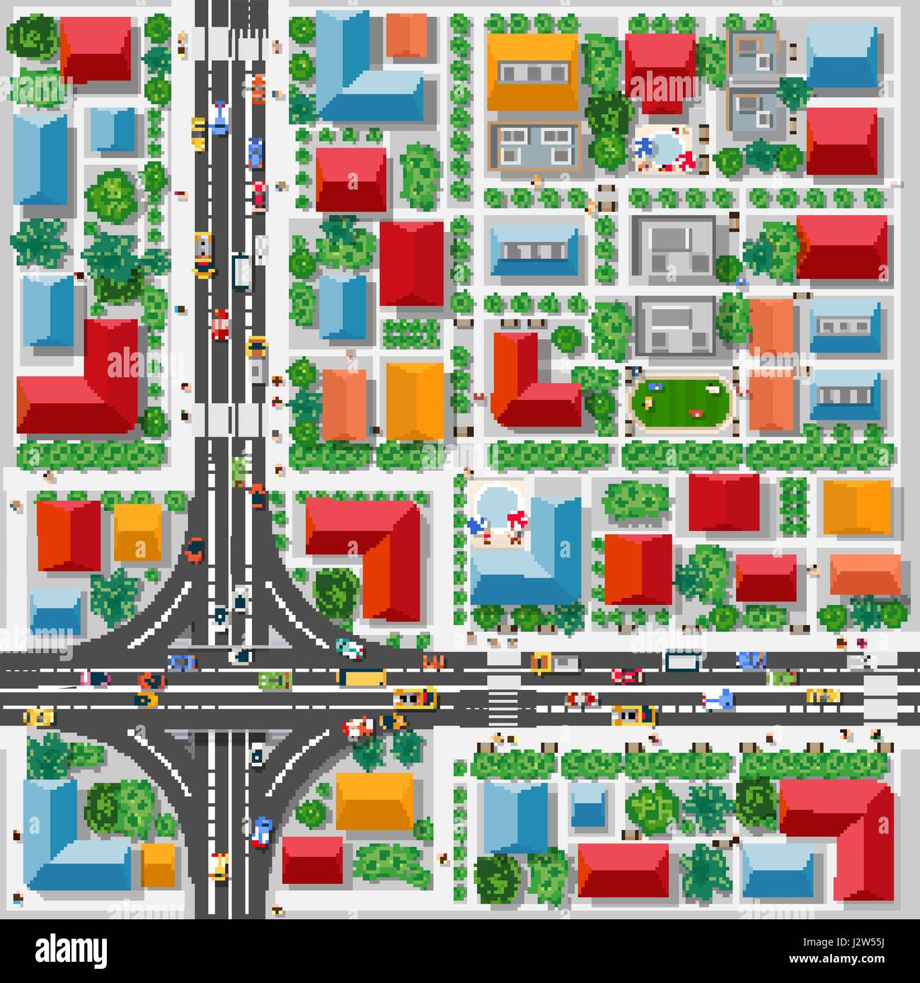 city with houses Stock Vector Image & Art - Alamy