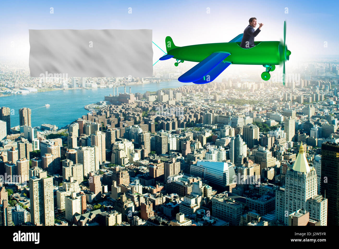 Old vintage airplane with banner ribbon Stock Photo - Alamy