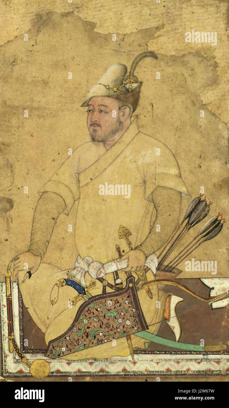 This image depicts a heavily armed Uzbek warrior during the Safavid ...