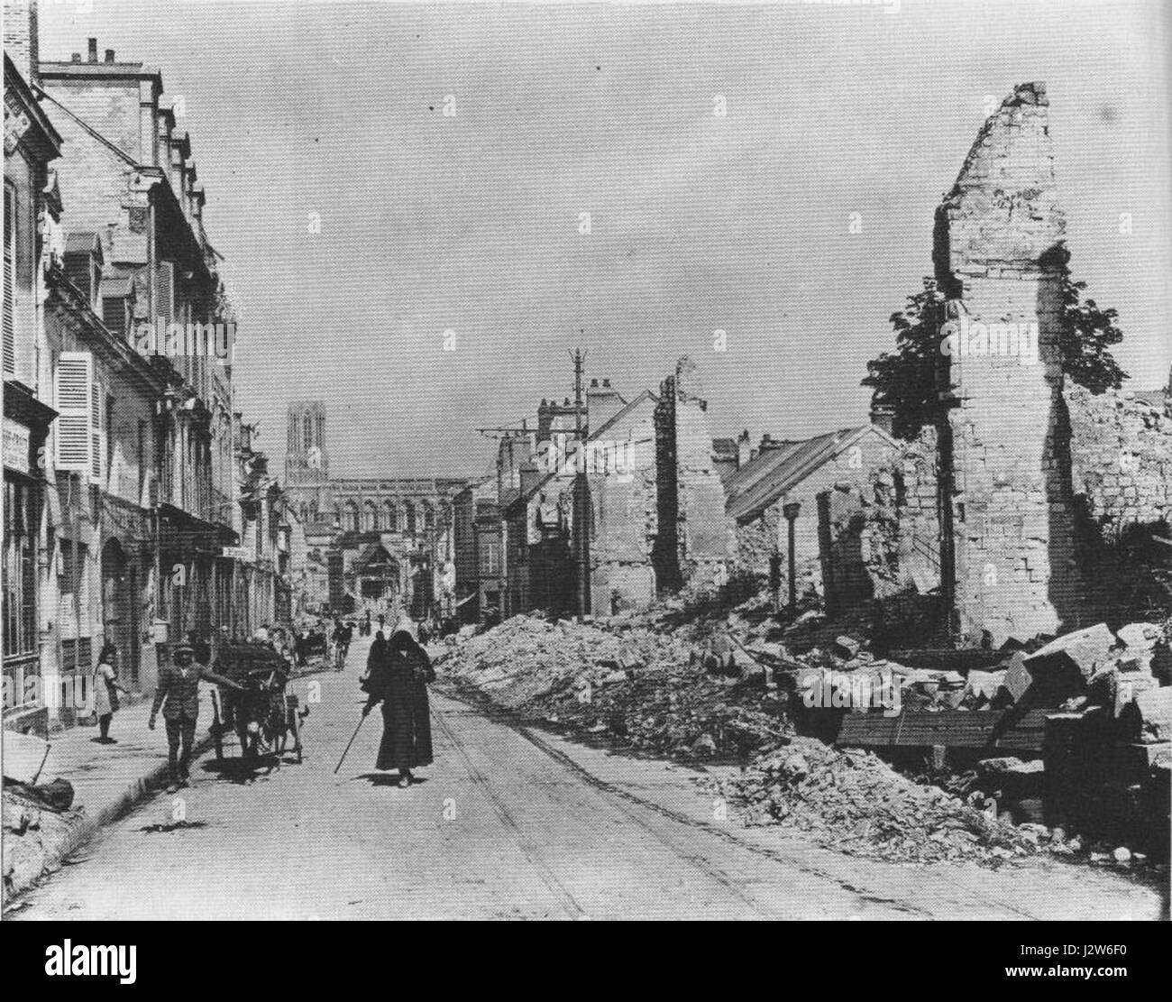 This 1918 photograph by Roger Viollet shows the destruction in Reims ...