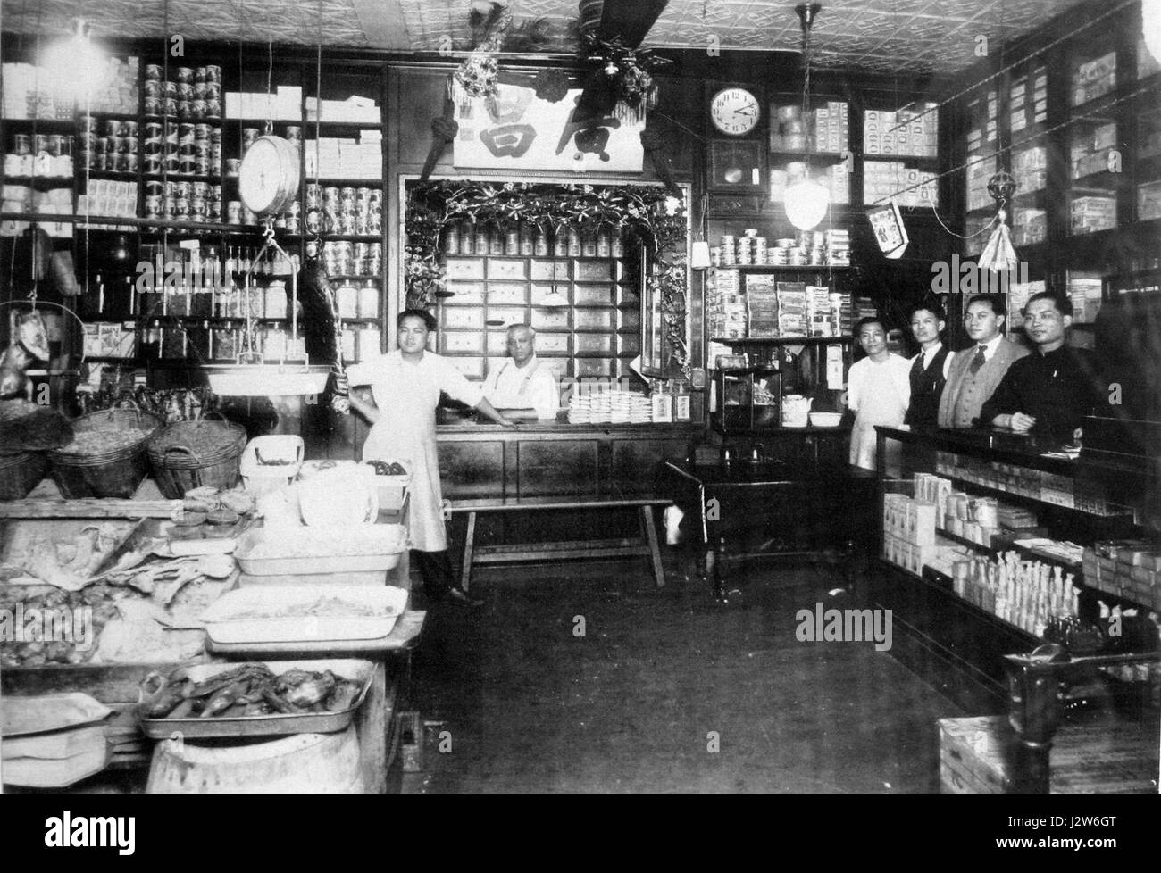 This image from 1930 depicts the interior of Kwong Chong, a Chinese ...
