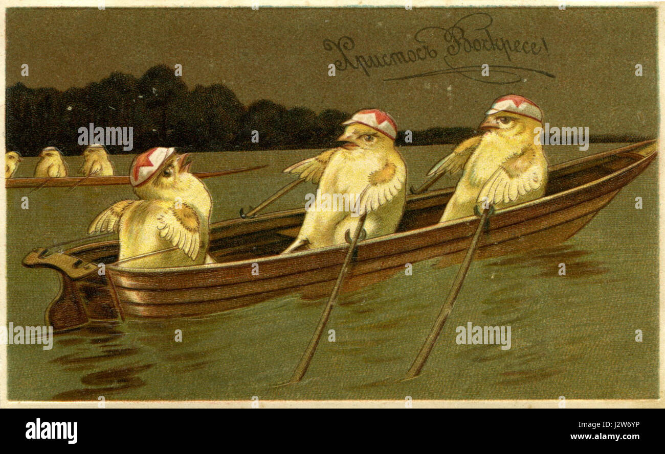 This vintage Russian Easter postcard depicts traditional symbols and ...