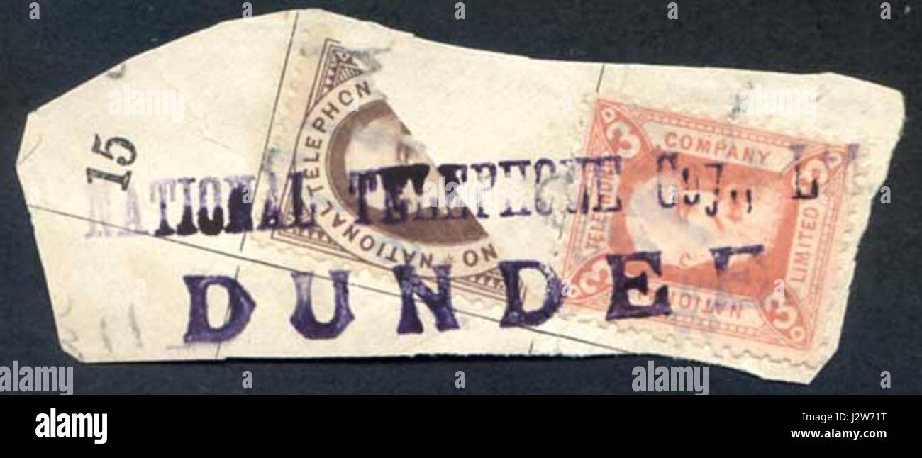 1884 National Telephone Company stamp 3d plus 1s bisected on piece ...