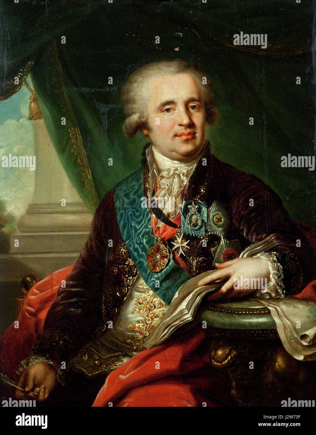 The portrait of A.A. Bezborodko, painted by Lampi around 1800, is a ...
