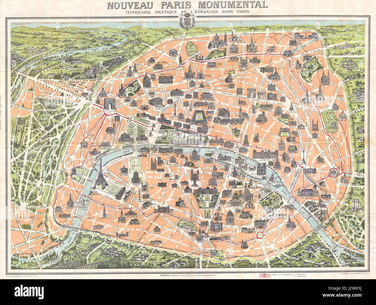 Map of paris 1900 hi-res stock photography and images - Alamy