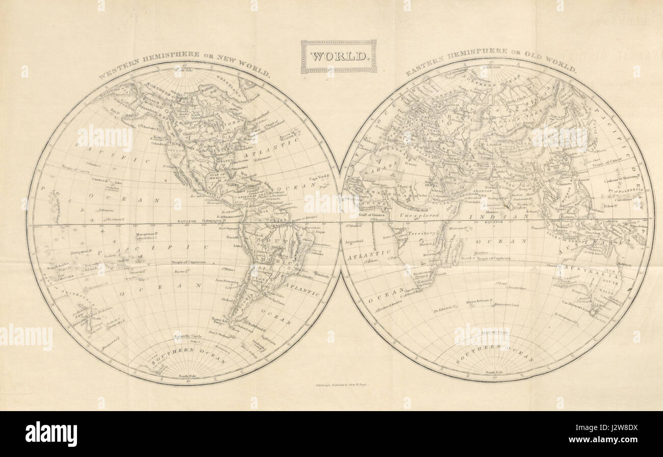 World map 1800s hi-res stock photography and images - Alamy