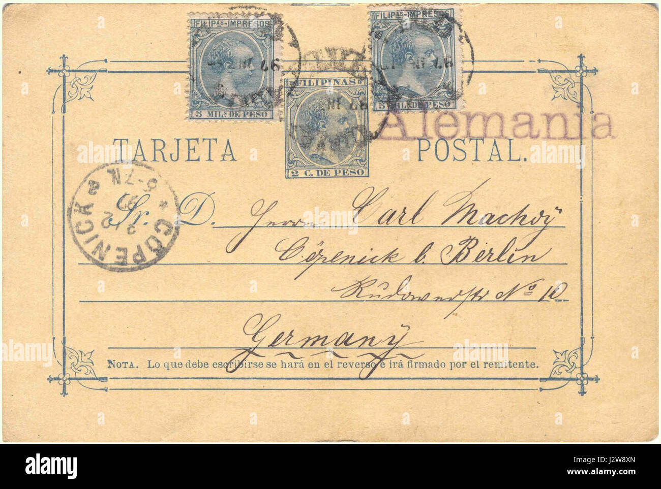 This reference relates to a 1896 stamp featuring the Philippines ...