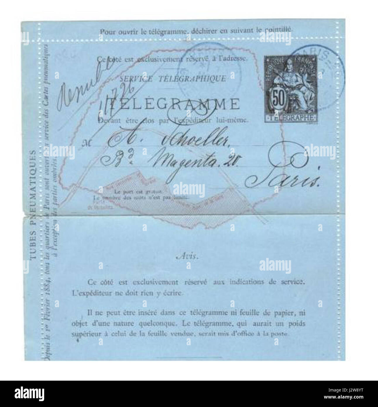 A telegraph form from France dated 1884, showcasing the communication ...