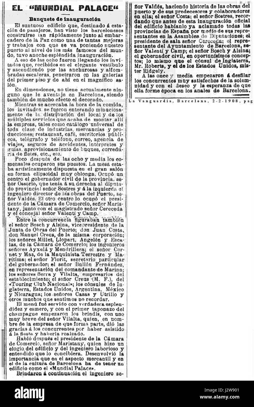 The 1908 Mundial Palace inauguration banquet was a significant event ...