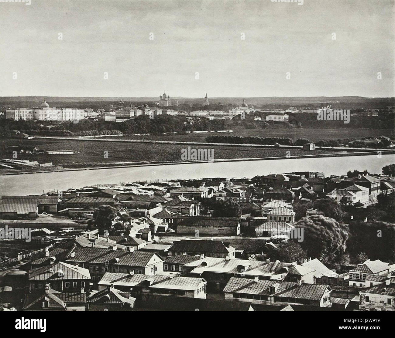 The 1867 black and white photograph of Moscow, a historical image from ...