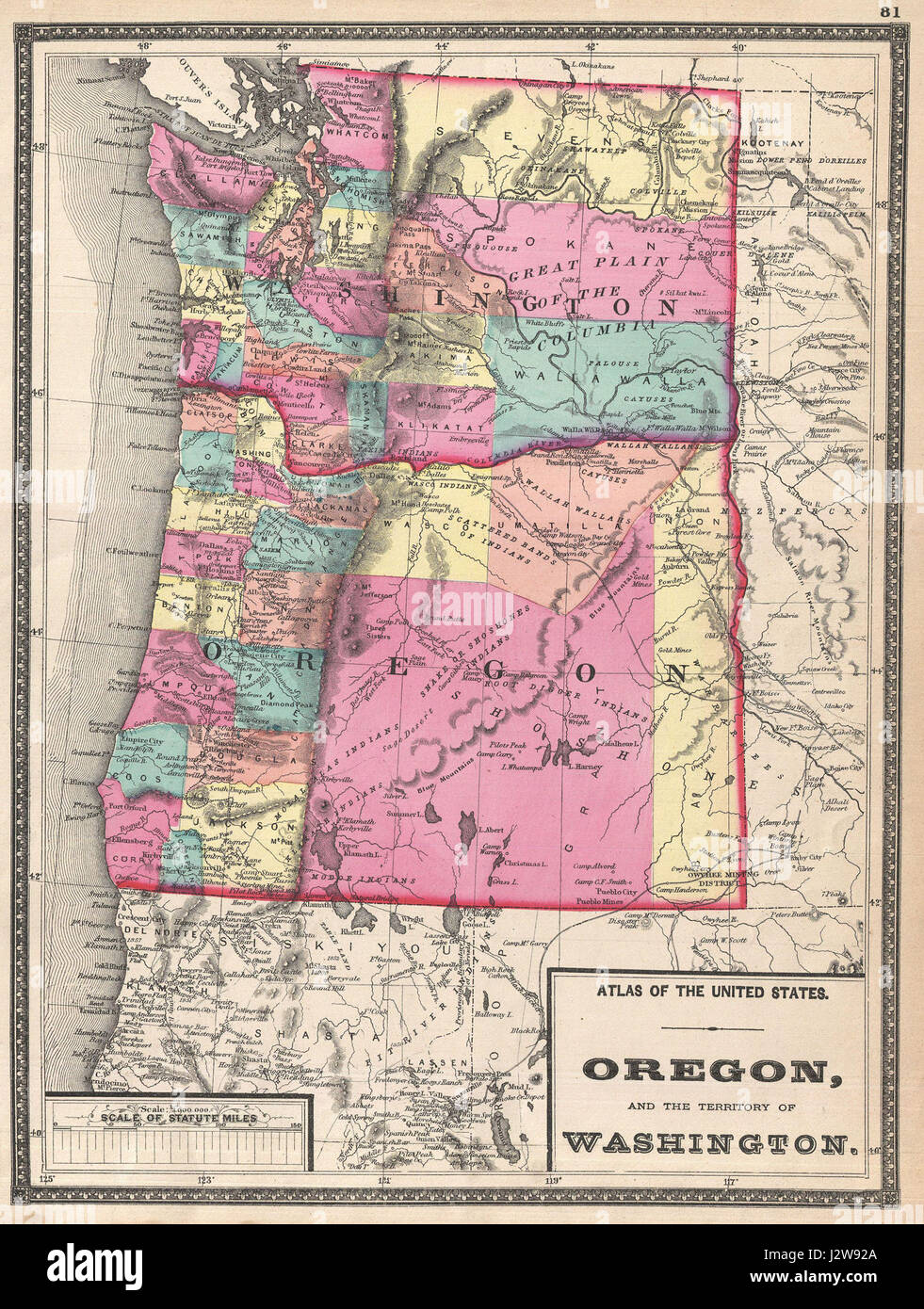 Oregon washington map hi-res stock photography and images - Alamy