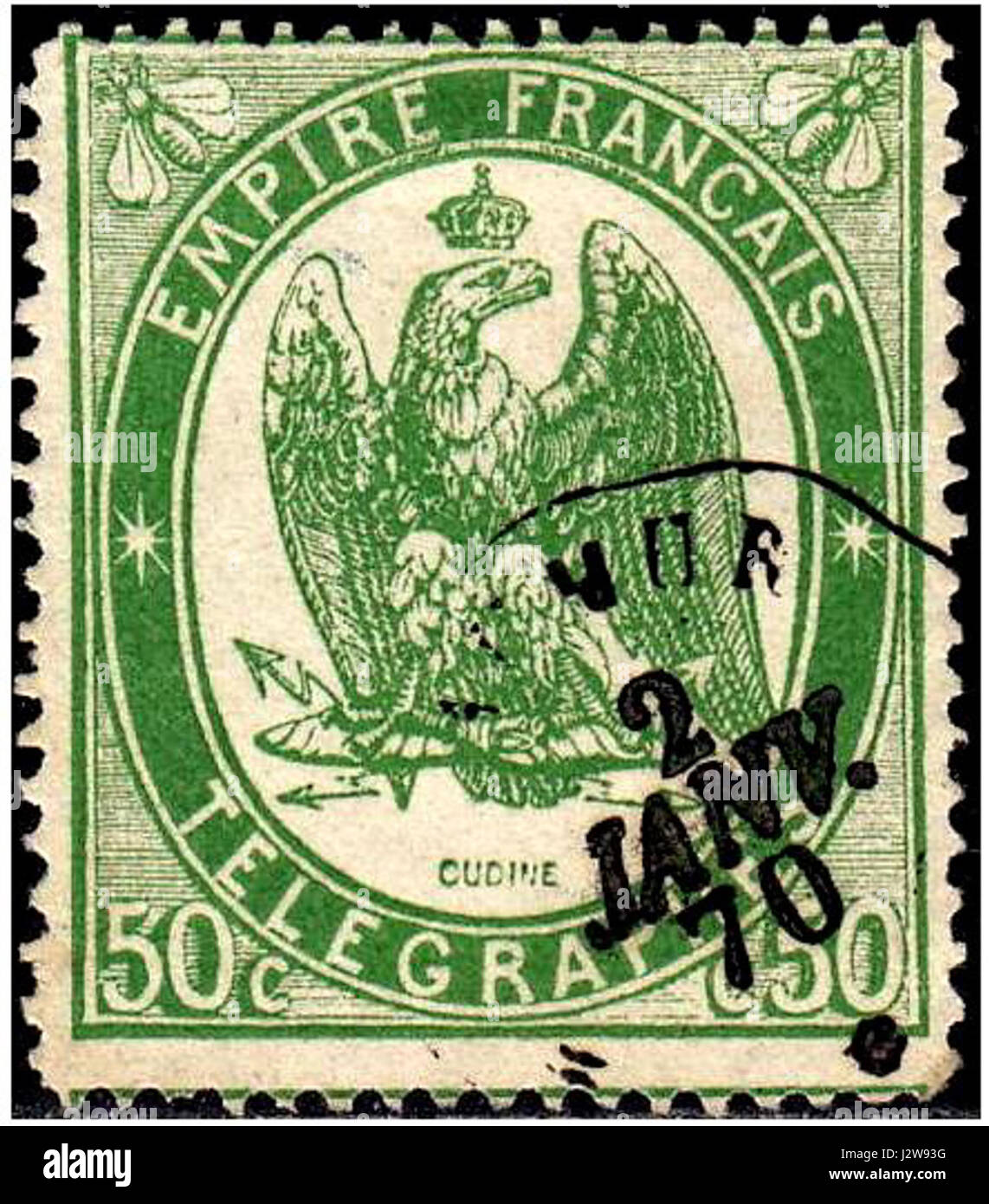 This French telegraph stamp from 1870 represents an important aspect of ...