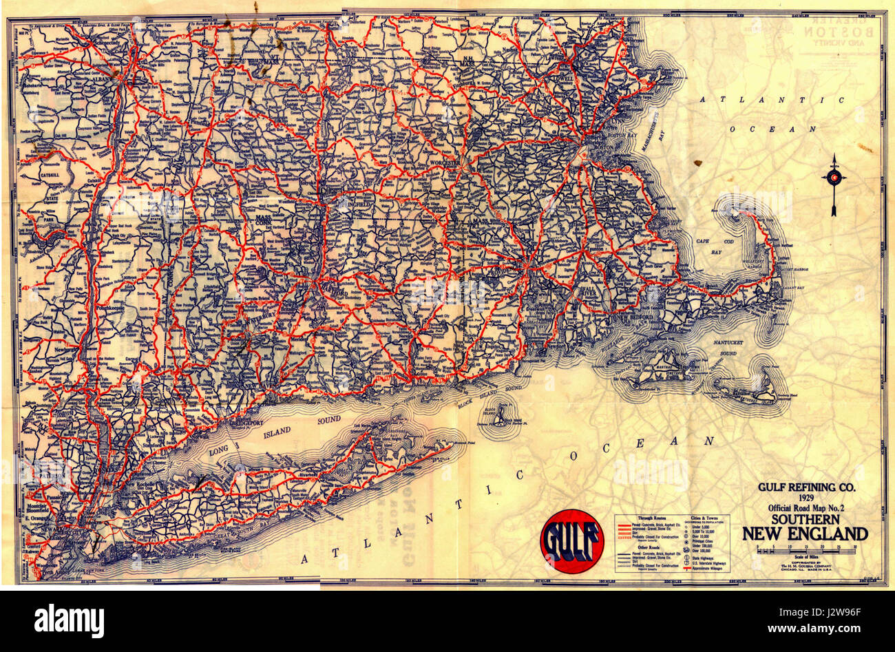 1929 New England road map Stock Photo - Alamy