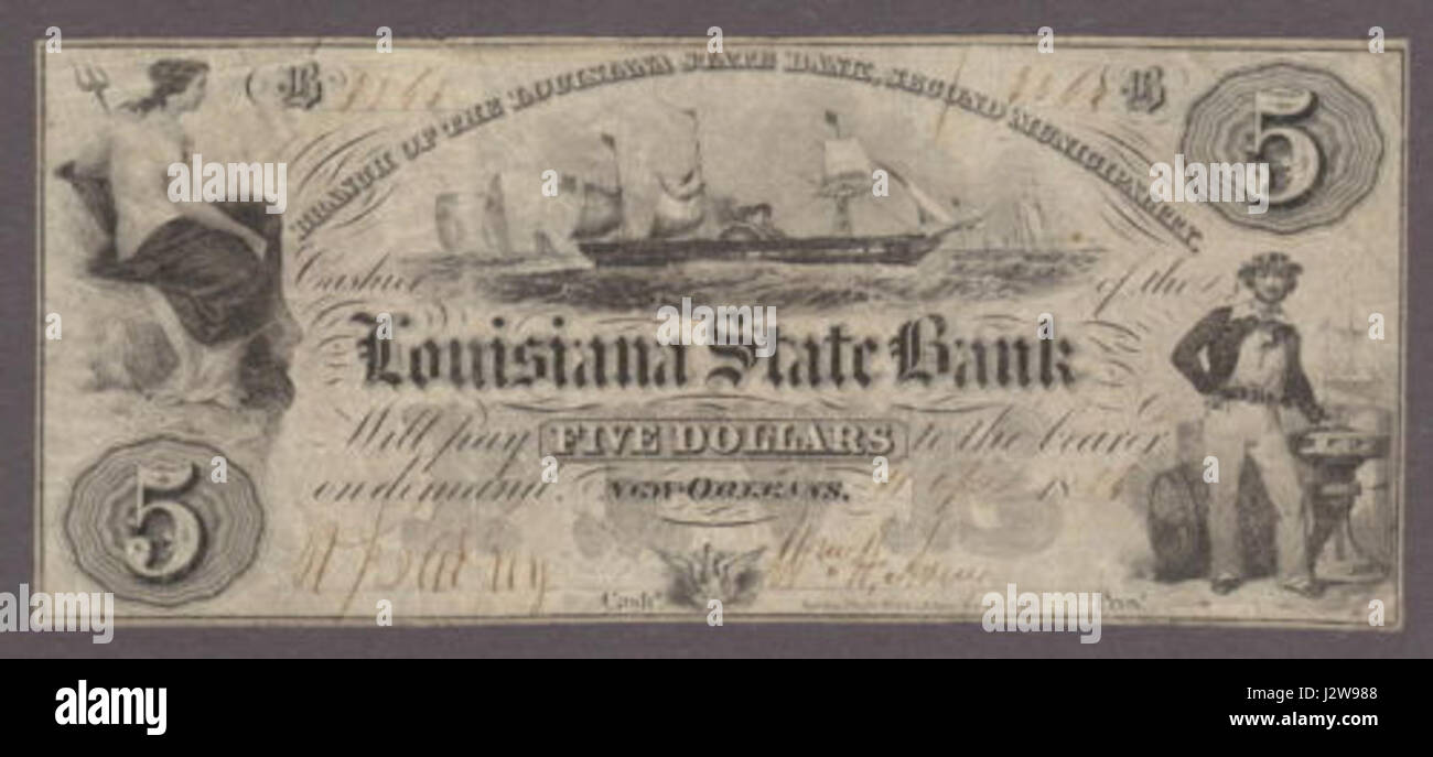 This 1856 Louisiana State Banknote from New Orleans is a historical ...