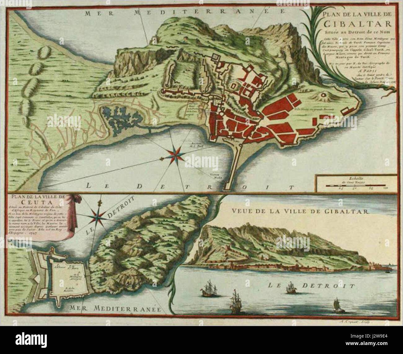 A map from 1727 created by Guillaume Danet, featuring geographic ...