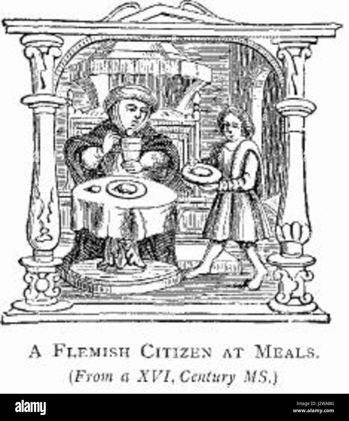 A scene depicting a Flemish citizen during mealtime, showcasing the ...