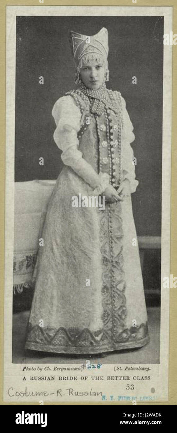 A photograph from 1902 depicting a Russian bride of the upper class ...
