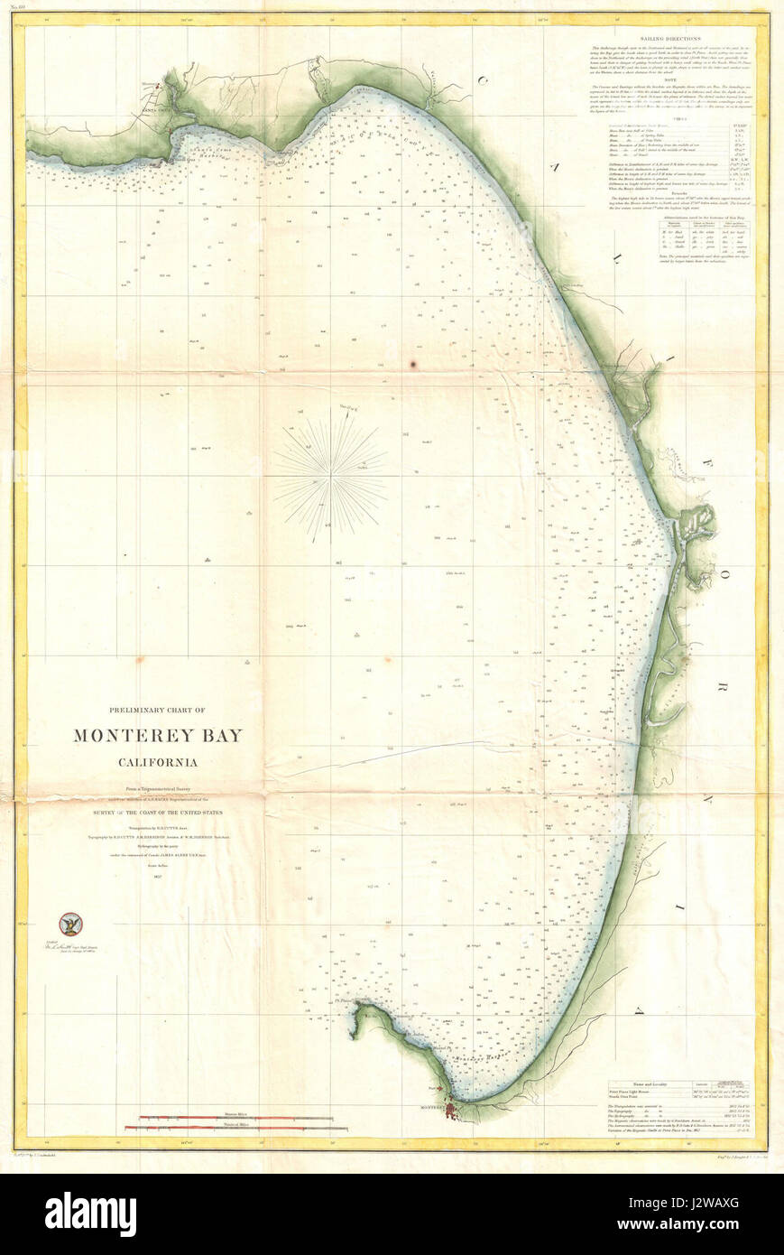 1857 U.S. Coast Survey Map of Monterey Bay, California - Geographicus ...