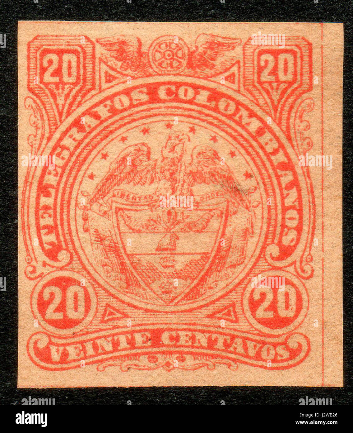 1882 Colombia telegraph stamp Stock Photo - Alamy