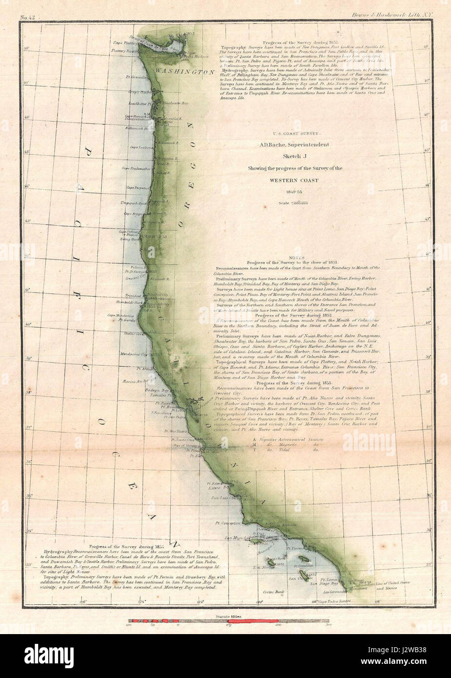 1855 U.S.C.S. Map of the Western Coast of the United States ...