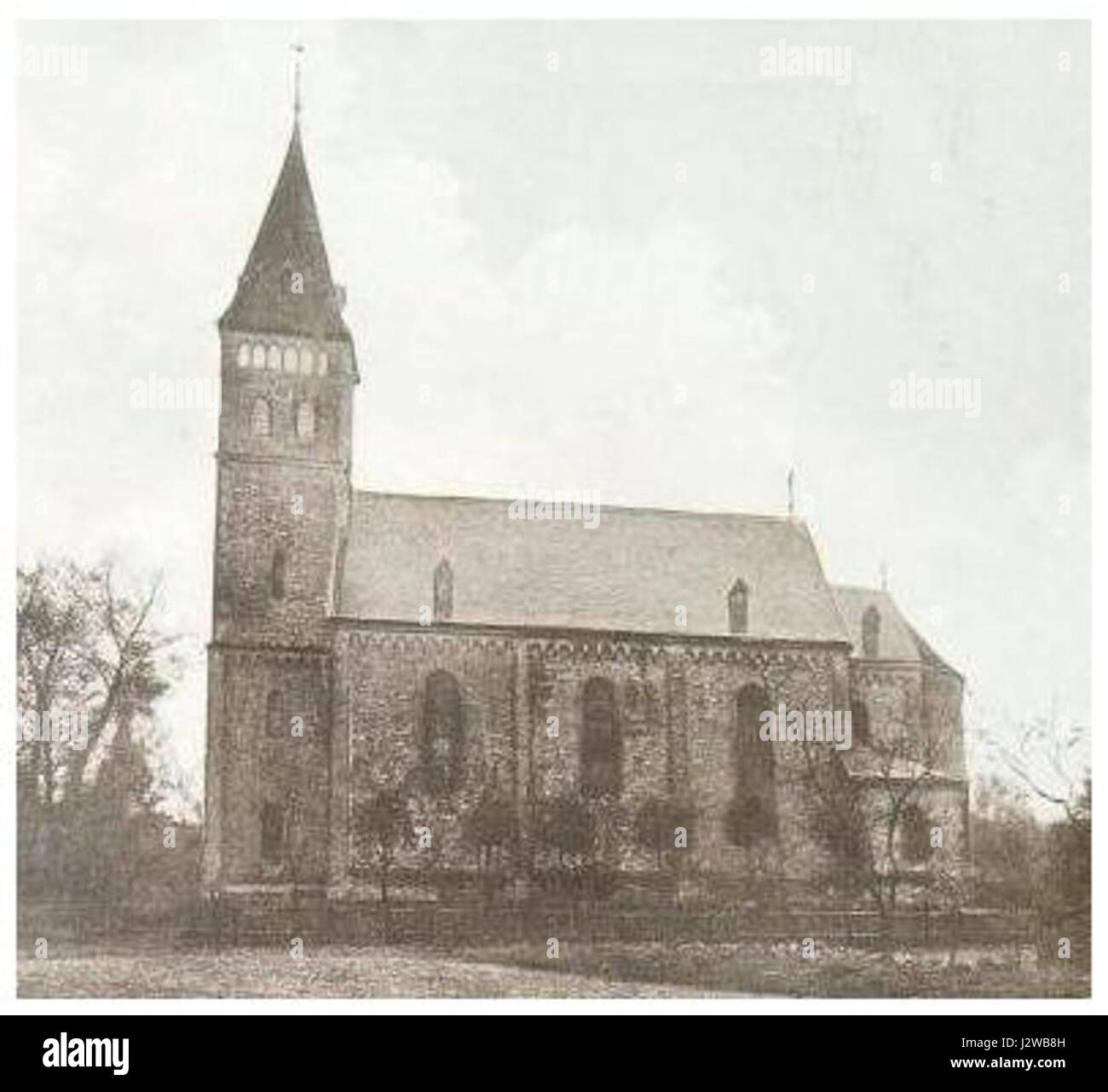 A 1933 photograph of Buke-Kirche, a historic church in Germany ...