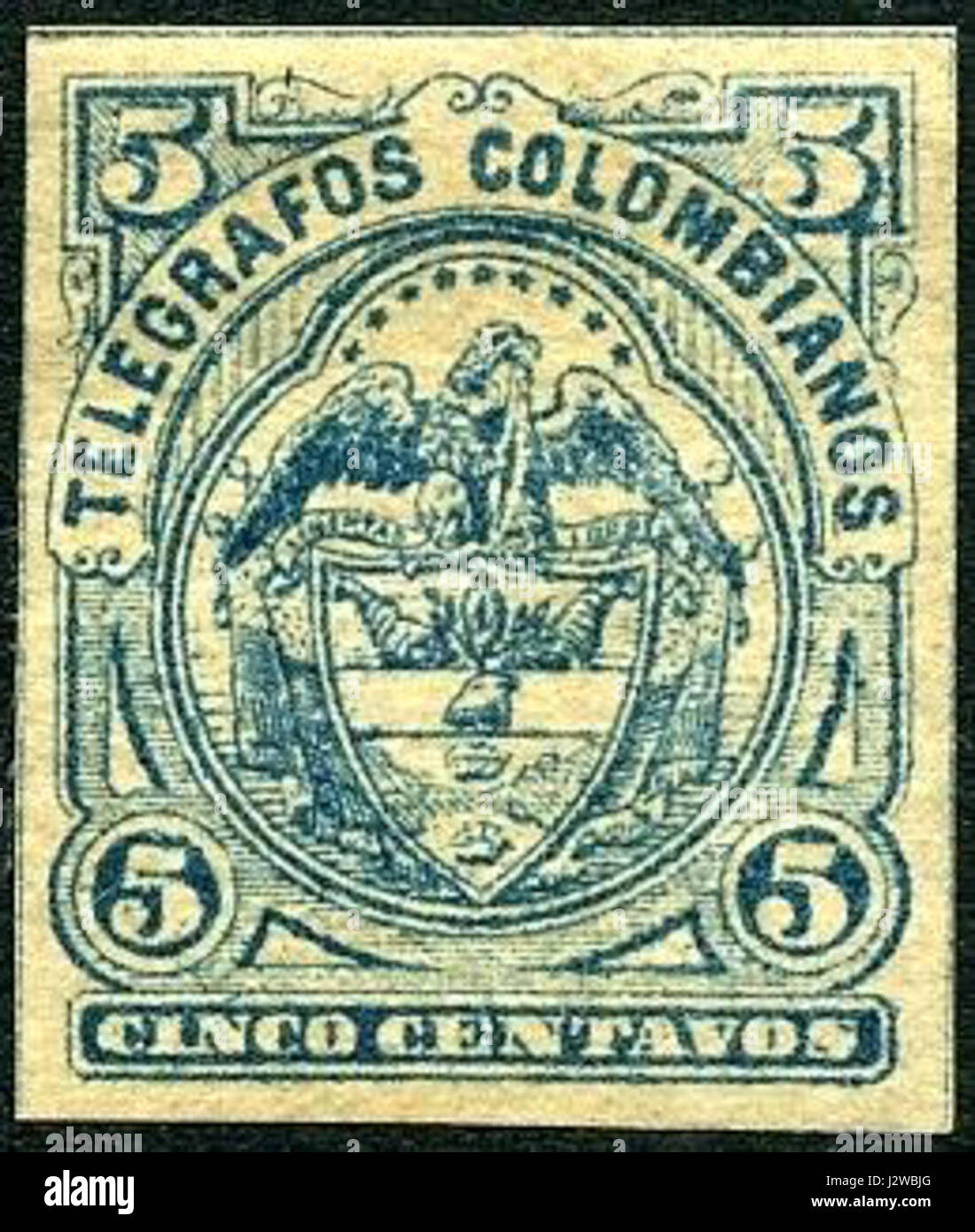 5c Colombian Telegraph Stamp 1886 Type 2 Stock Photo - Alamy