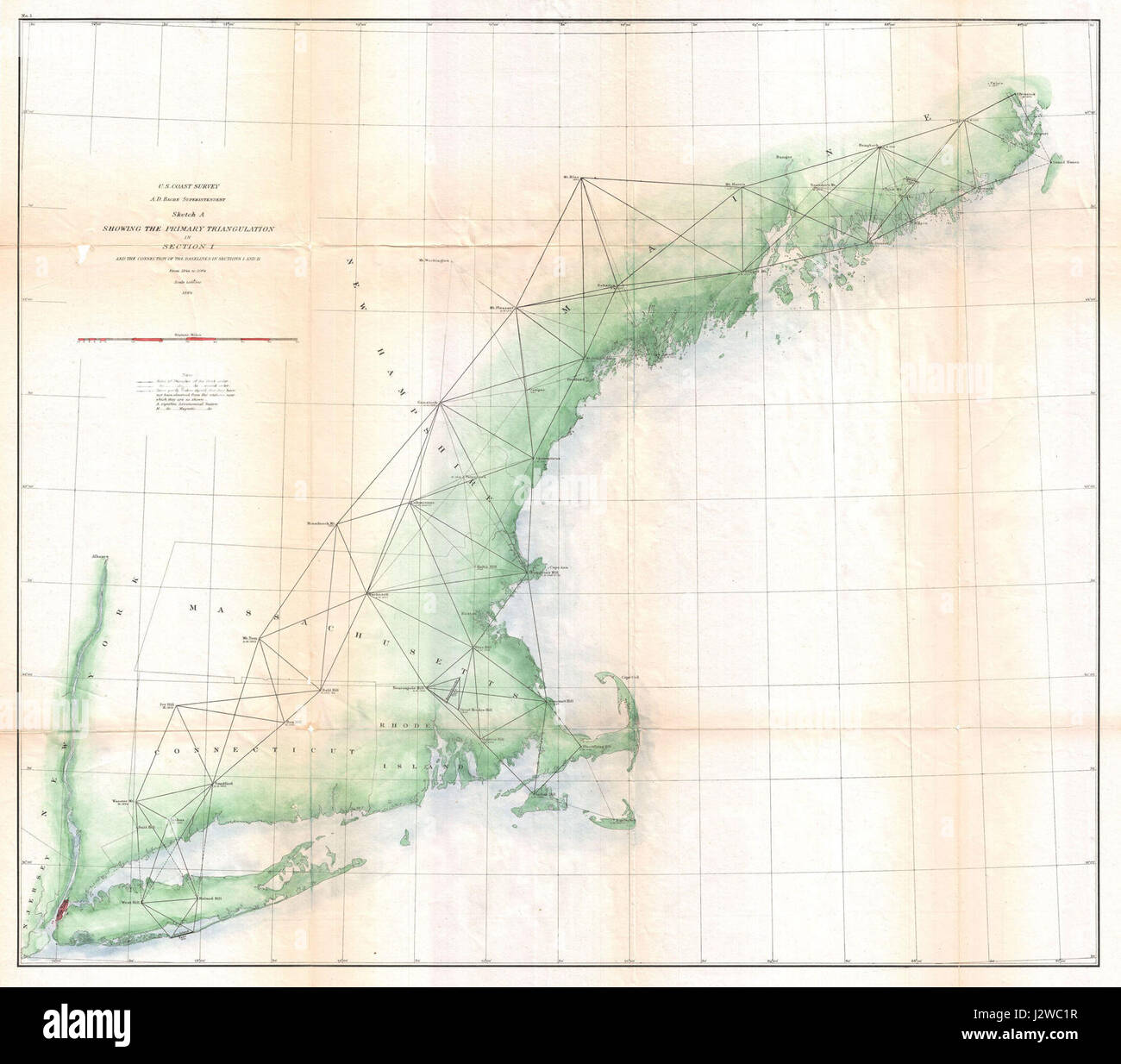 U s coast survey map of the new england hi-res stock photography and ...
