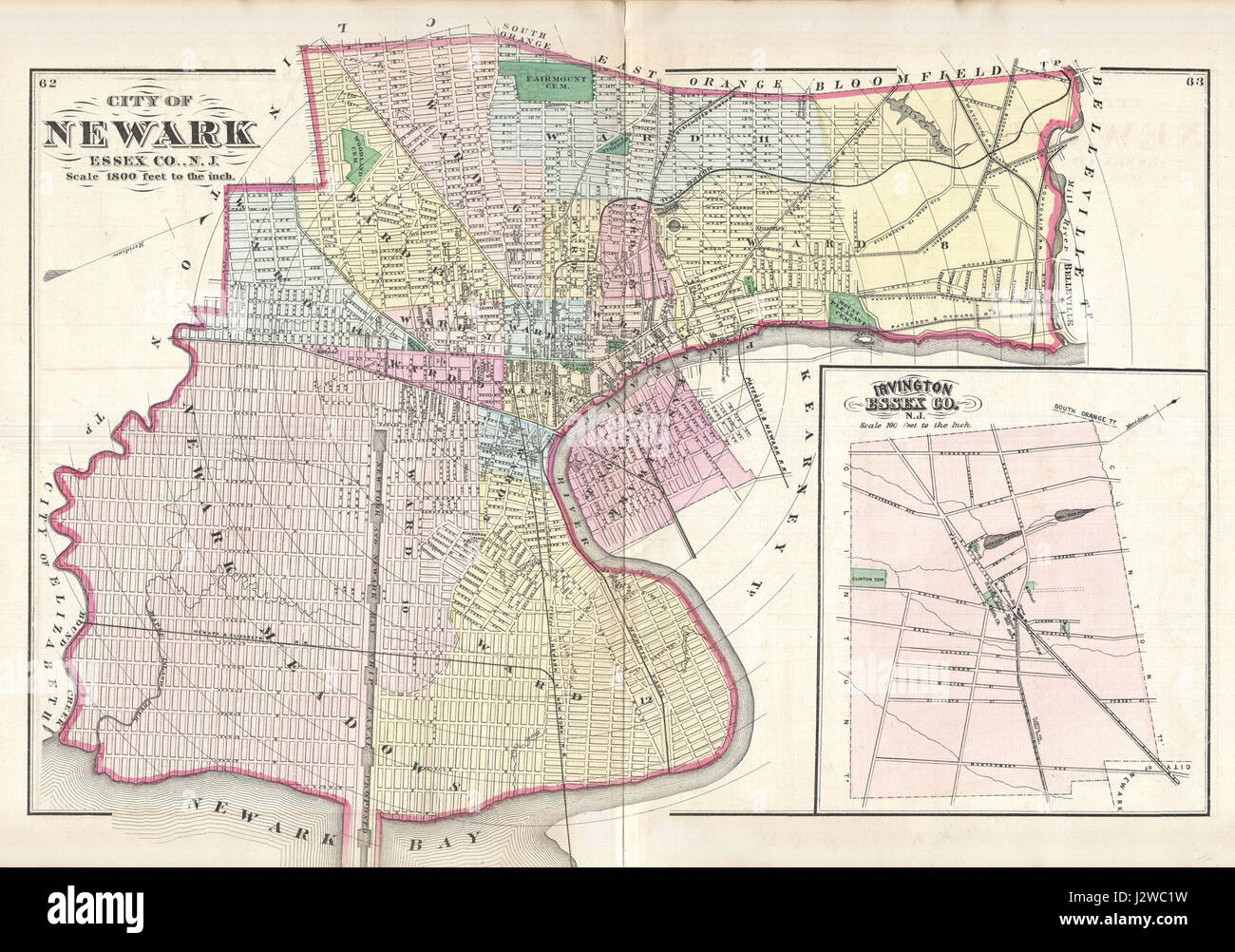 Newark City Area County Map Historic Map : Historical Map Of Newark
