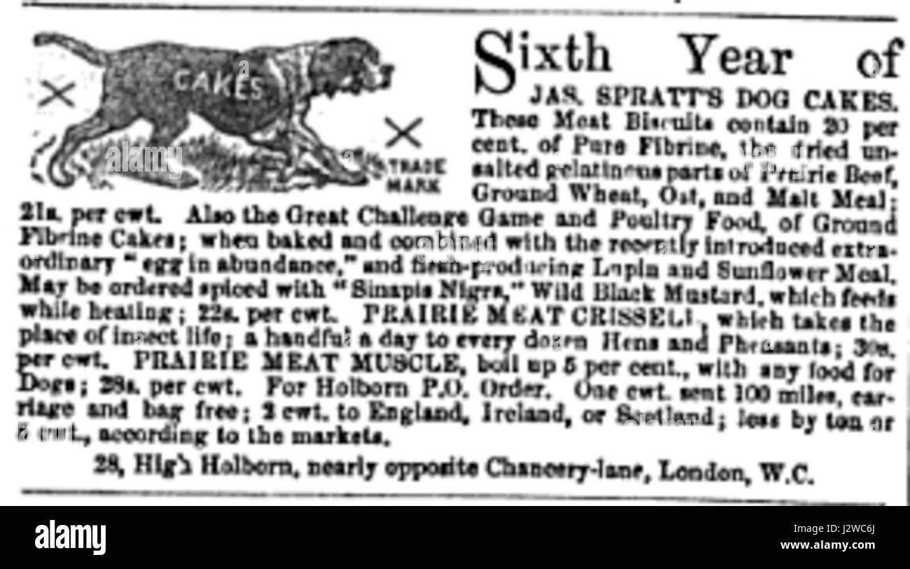 1867 ad for Spratts dog food Stock Photo - Alamy