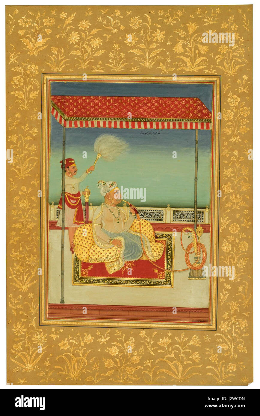 This portrait depicts Takoji Holkar, a notable figure in Indian history ...