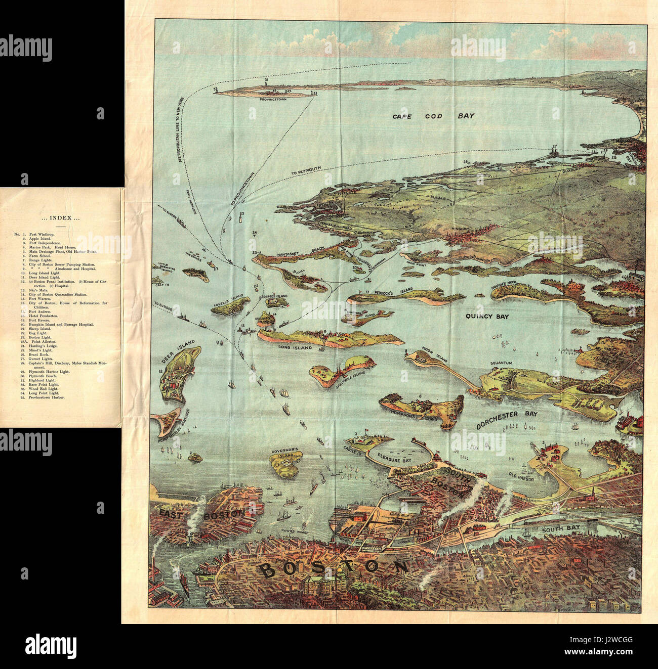 This map, dated 1890, shows a detailed view of Boston Harbor and its ...