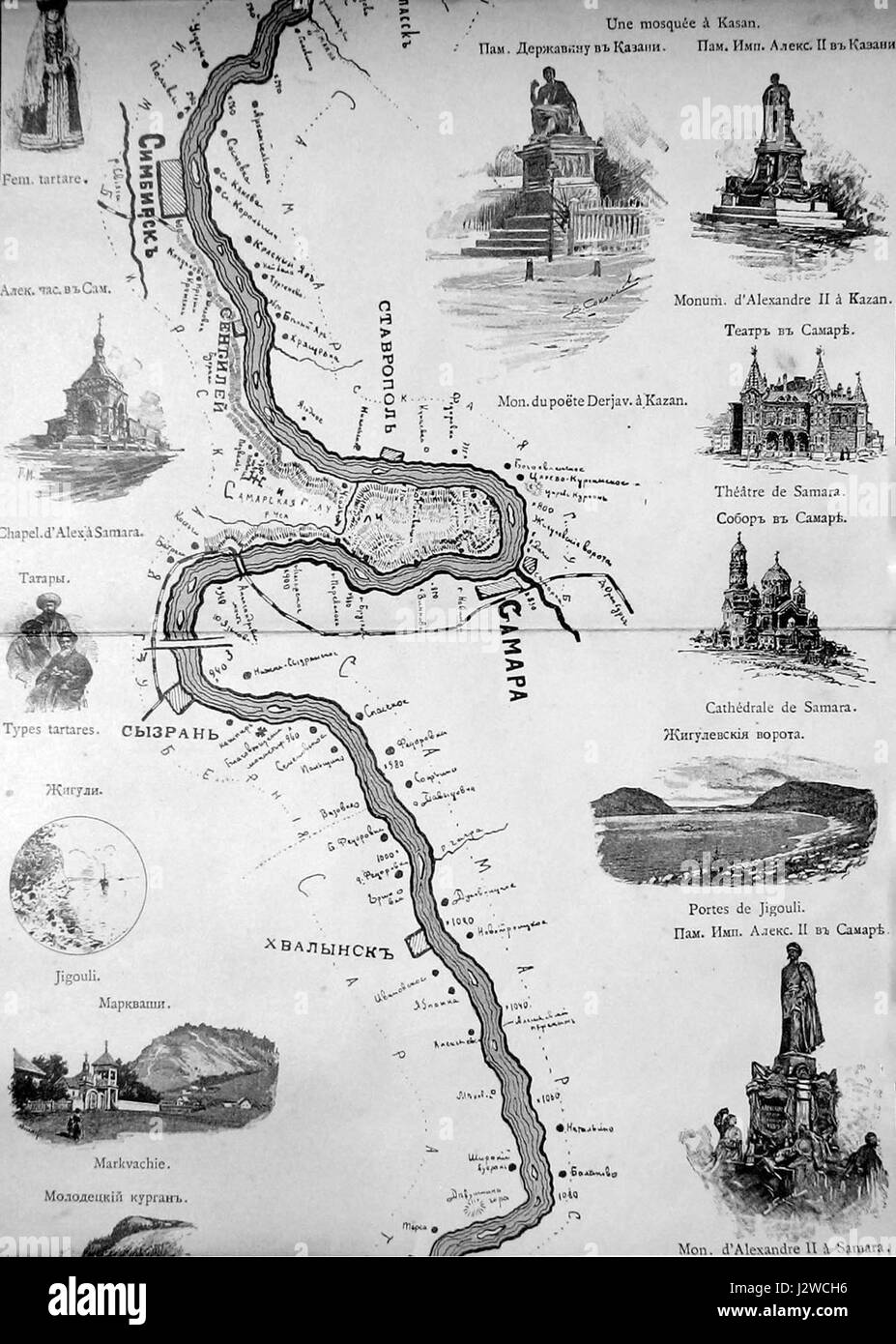 A historical guide map of the Volga region from 1903, providing insight ...