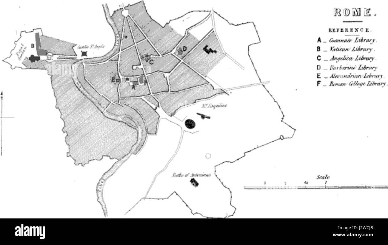 1849 Rome public libraries map HouseOfCommonsSelectCommittee Stock ...