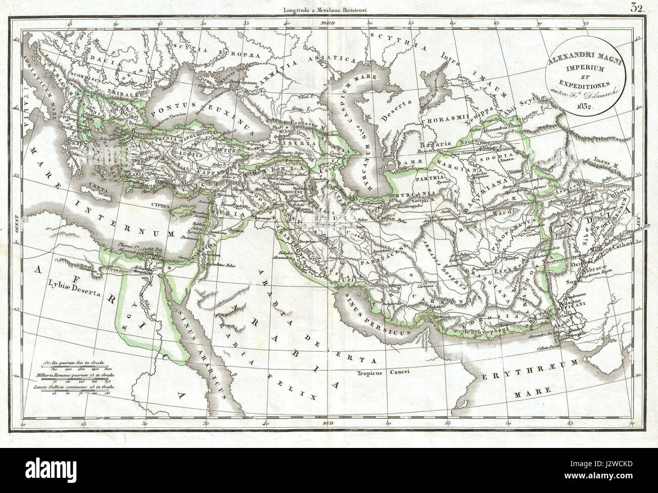 The 1832 Delamarche map shows the territorial extent of the Empire of ...