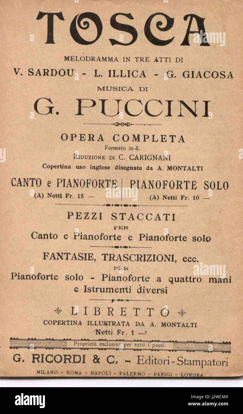 The 1917 Tosca poster represents an iconic image for the opera Tosca ...