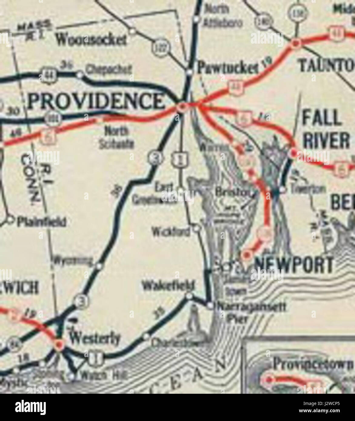 1939 Rhode Island road map Stock Photo - Alamy