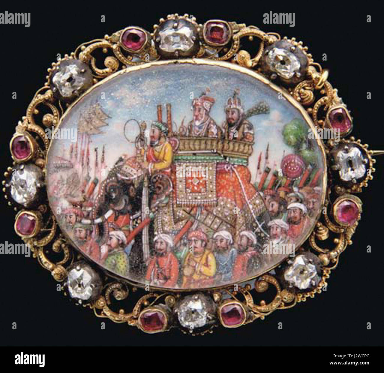 This image likely depicts a royal procession during the reign of Akbar ...