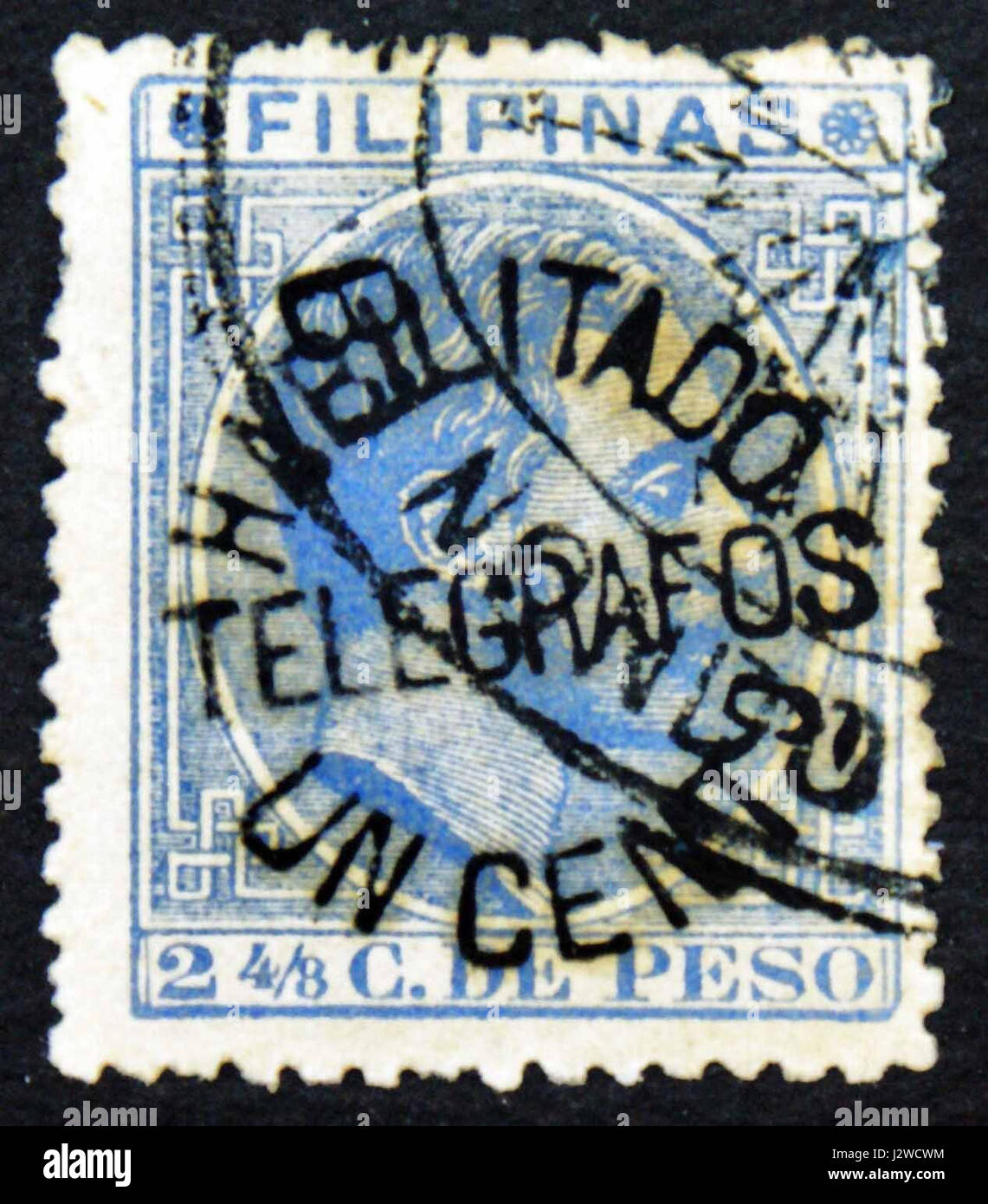 The 1887 1c. telegraph stamp of the Philippines represents a piece of ...