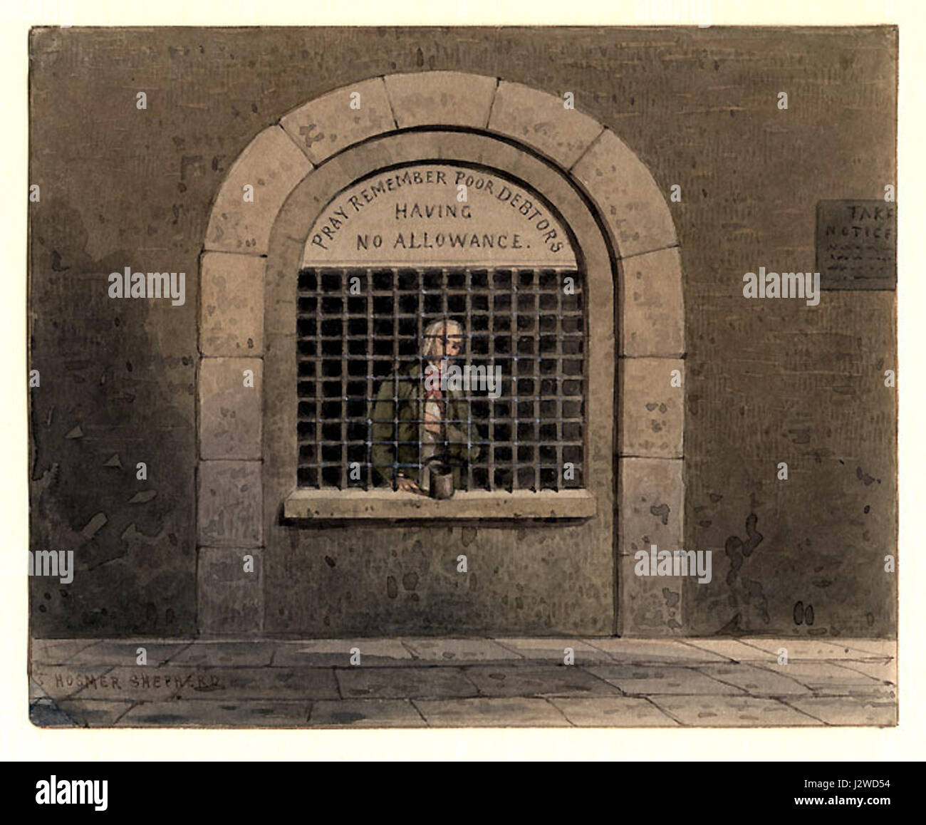 A debtor in Fleet Street Prison THS Stock Photo - Alamy
