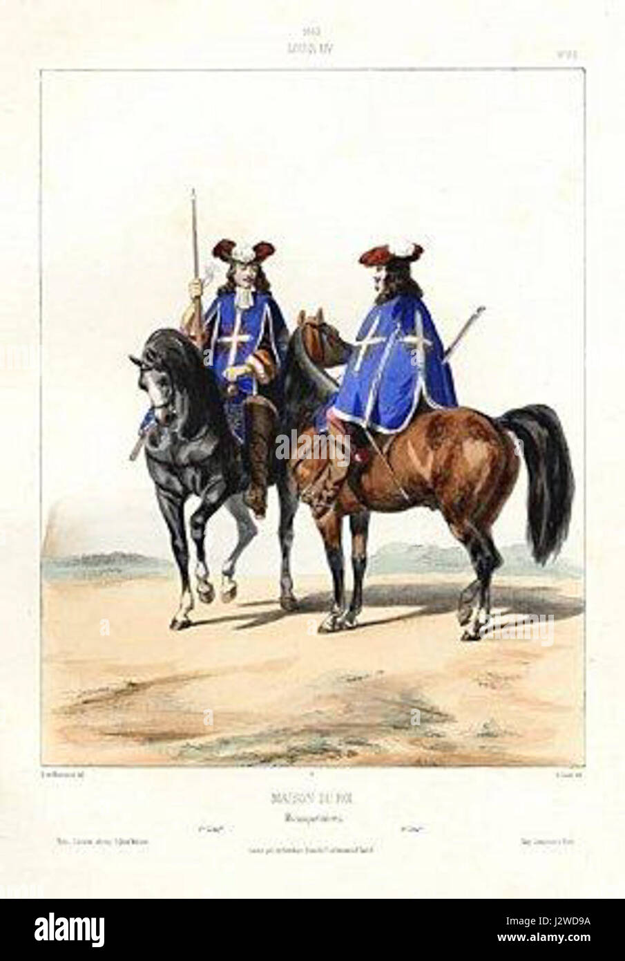 This illustration from 1663 shows the Maison du Roi during the reign of Louis XIV, depicting the ...