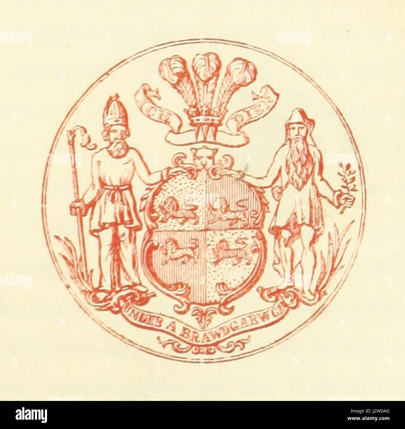 The 1849 Coat of Arms of Wales, a historical emblem representing the ...
