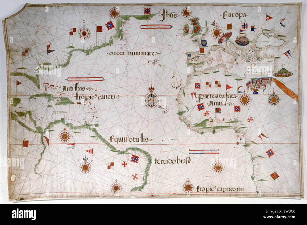 This image from 1535 shows Pedro Reinel's map of the Atlantic North ...