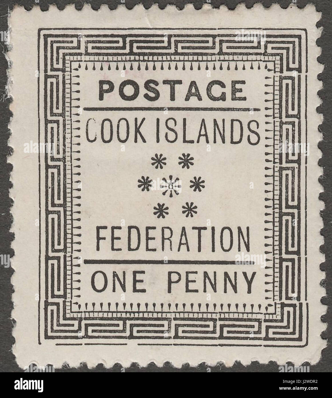 1892 Cook Islands 1 penny stamp Stock Photo - Alamy