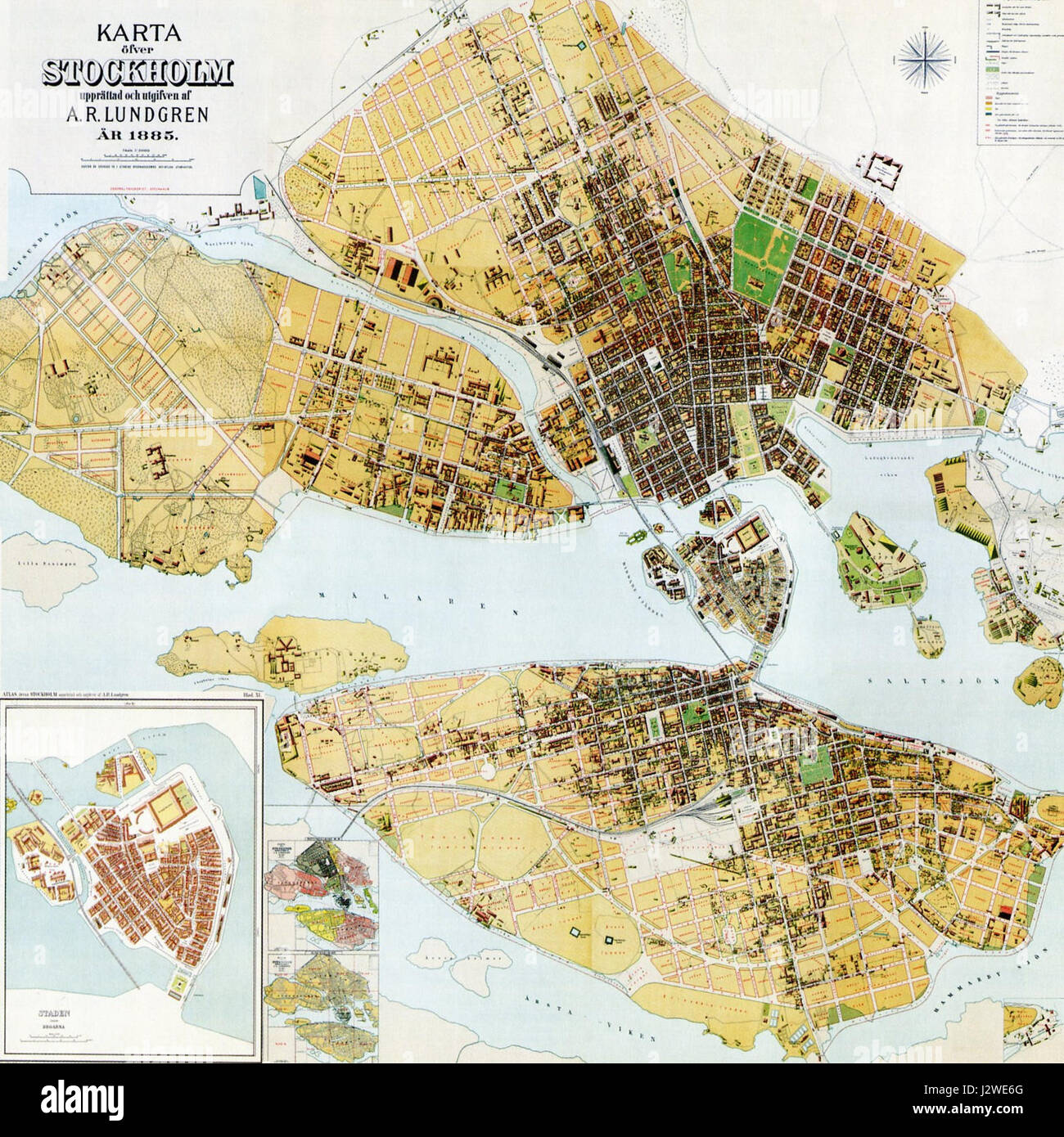A R Lundgrenâ€™s 1885 map of Stockholm is a detailed representation of ...