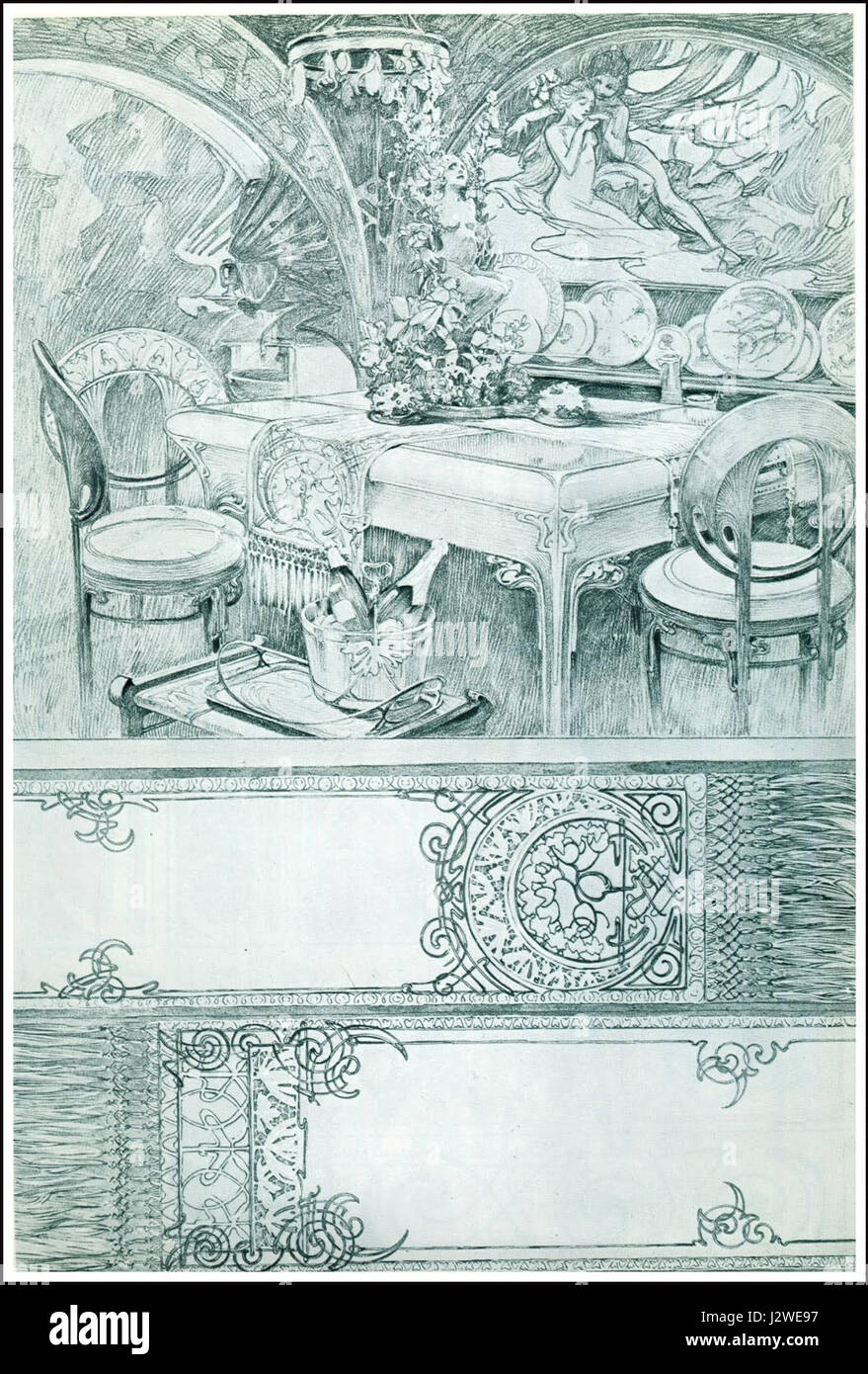 The '73 Mucha documentsdecoratifs' refers to a set of decorative ...