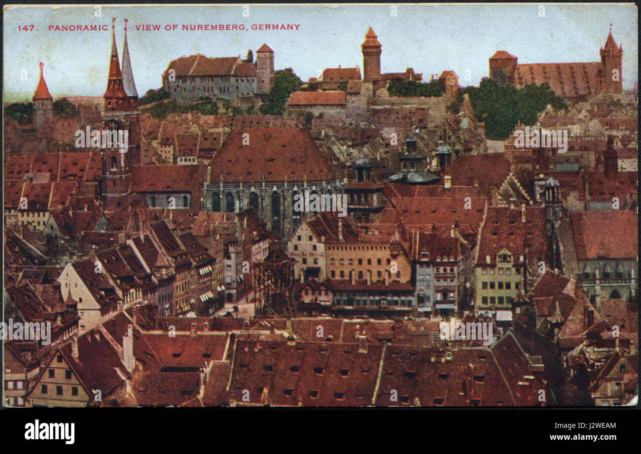 This panoramic view of Nuremberg, Germany, offers a wide-angle ...