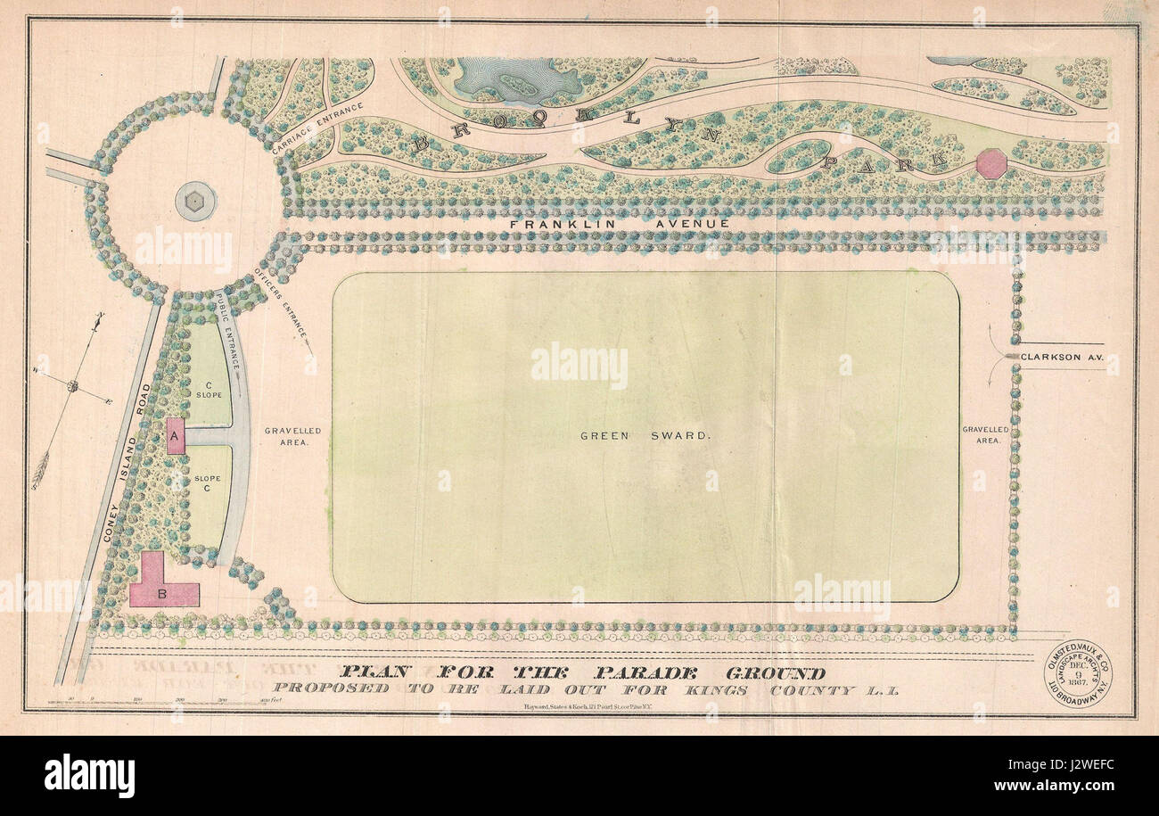 1868 Vaux and Olmstead's Map of the Prospect Park Parade Grounds ...