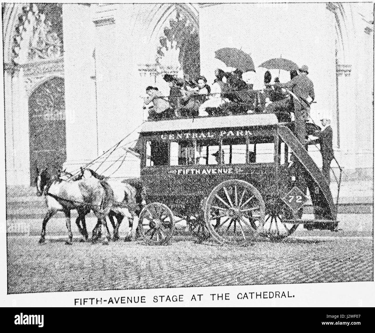 This picture captures a 5th Avenue Omni Bus, showcasing the iconic mode ...